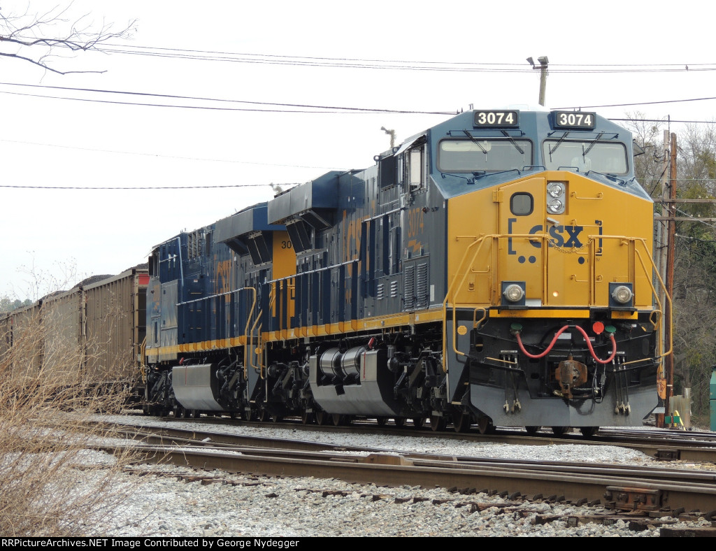 CSX 3074 ES44AH leading a loaded coal train